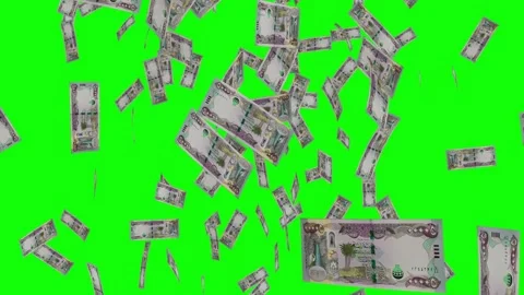 50000 IRAQI DINAR notes falling Green sc... | Stock Video | Pond5