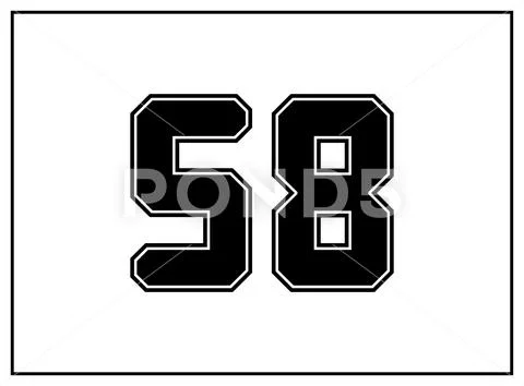58 number classic american, college style font. Uniform letter in black ...