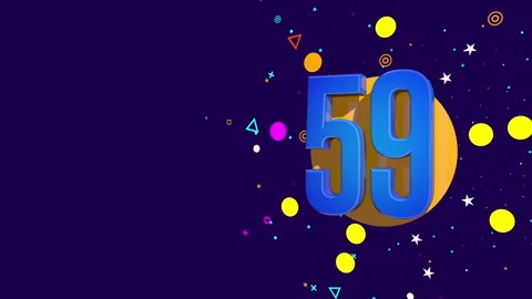 59 number on an orange circle spewing st... | Stock Video | Pond5