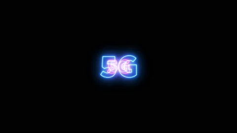5G Blue neon animation. Neon light in sp... | Stock Video | Pond5