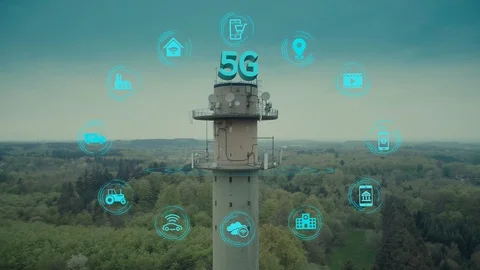5G Network Tower iot Internet of Things ... | Stock Video | Pond5