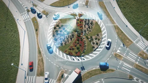 5G Smart City Roundabout With Motion Gra... | Stock Video | Pond5