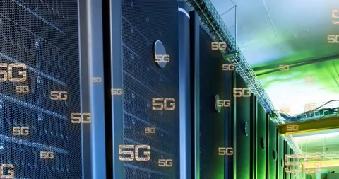 5g text repeated over computer server ro... | Stock Video | Pond5
