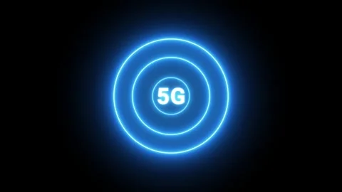 5G wave signal 5G neon animated blue neo... | Stock Video | Pond5