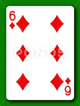 6 Six of Diamonds playing card with clipping path to remove background ...