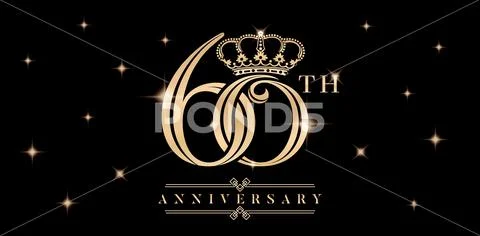 60th anniversary symbol with crown and sparkling glitter ~ Clip Art ...