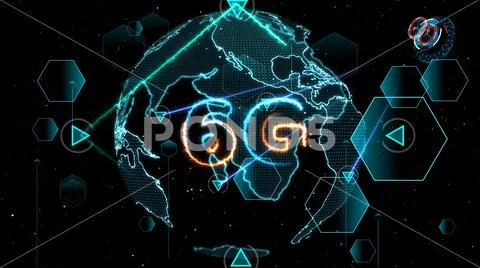 6G network super speed Internet digital world map in monitor digital ...