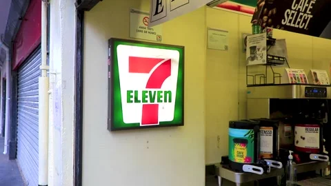 7 Eleven 11 store shop entrance welcome ... | Stock Video | Pond5