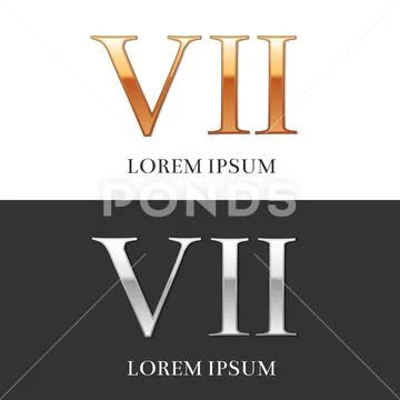 7, VII, Luxury Gold and Silver Roman numerals, sign, logo, symbol, icon ...