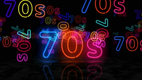 70s retro party symbol glowing neon 3d l... | Stock Video | Pond5