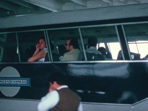 70s vintage movie: Bus boarding in Hong ... | Stock Video | Pond5