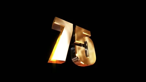 75, 3d golgen text number on black backg... | Stock Video | Pond5