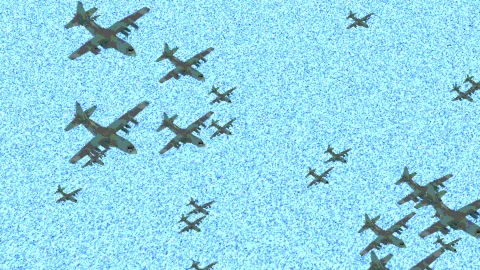 8-bit aircraft fleet ww2. 3d animation | Stock Video | Pond5