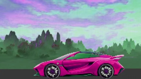 8 bit car backgrund. 3d animation | Stock Video | Pond5