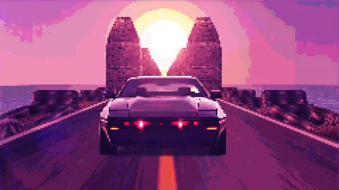 8 bit car backgrund. 3d animation | Stock Video | Pond5