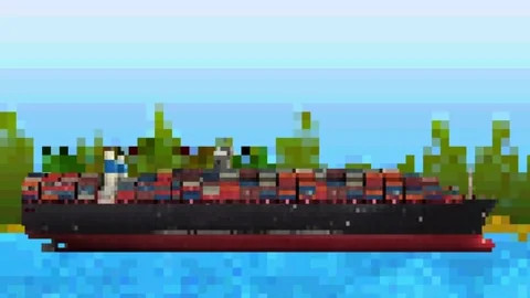 8 bit cargo ship loop | Stock Video | Pond5