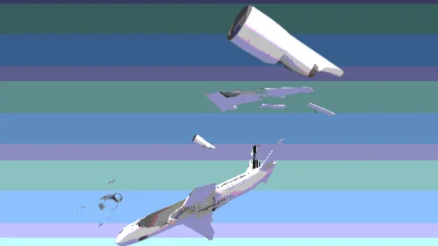 8 bit crashed plane. 3d animation | Stock Video | Pond5