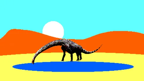 8 bit dinosaur | Stock Video | Pond5