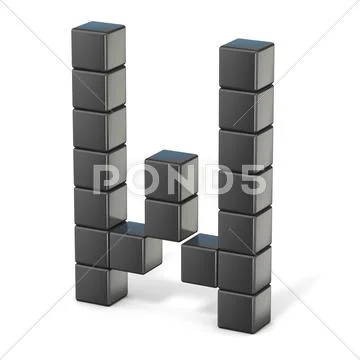 8 bit font. Capital letter W. 3D: Graphic #68198353