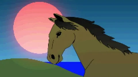 8 bit horse loop. 3d animation | Stock Video | Pond5