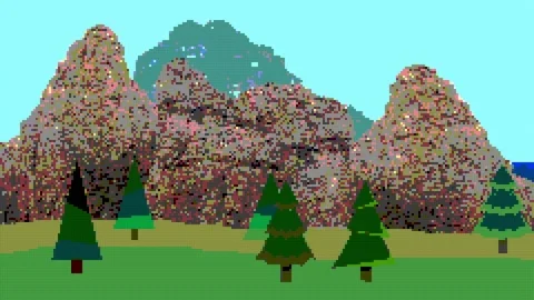 8 bit nature. 3d animation | Stock Video | Pond5