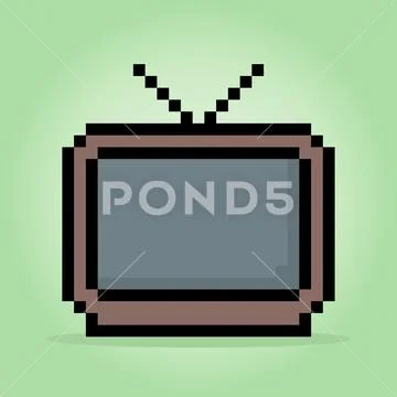 8 Bit Pixel Classic Television in Vector Illustration for Game Assets ...