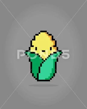 8 bit pixels corn. Vegetables for game assets in vector illustration ...