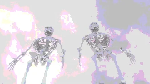 8 bit skeletons background. 3d animation | Stock Video | Pond5