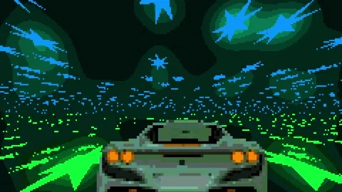 8 bit sport car. 3d game background | Stock Video | Pond5