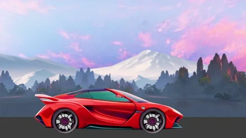 8 bit sport car. 3d animation | Stock Video | Pond5