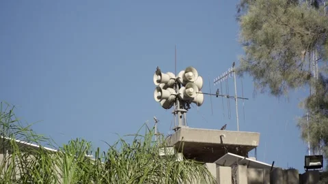 the 8 loud noise Alarm Siren speakers ... | Stock Video | Pond5
