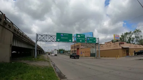 8 Mile Rd Detroit Freeway Road Signs 4K | Stock Video | Pond5