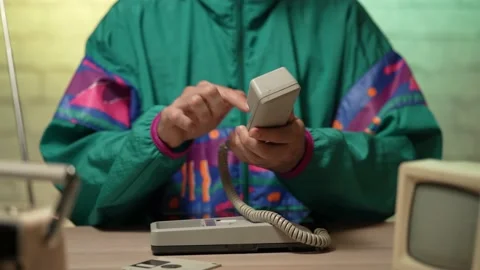 80s 90s Phone Call Vintage Corded Phone | Stock Video | Pond5