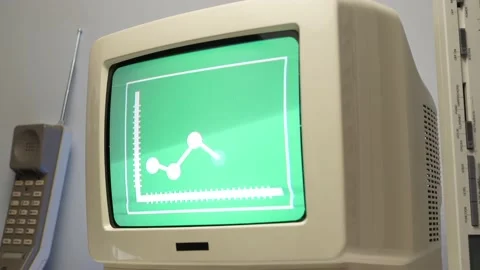 80s 90s Retro Computer Monitor Screen Wi... | Stock Video | Pond5