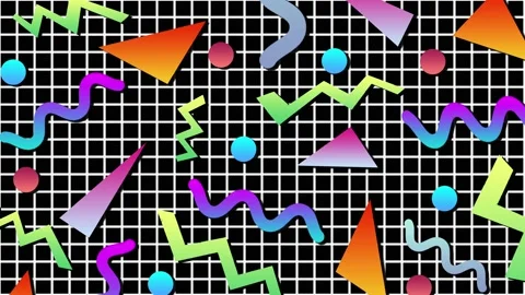 80s 90s Retro Geometric Shapes Backgroun... | Stock Video | Pond5