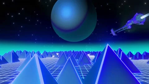 80's Abstract Blue Retro Futuristic Back... | Stock Video | Pond5