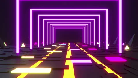 80s Hallway Neon Background | Stock Video | Pond5
