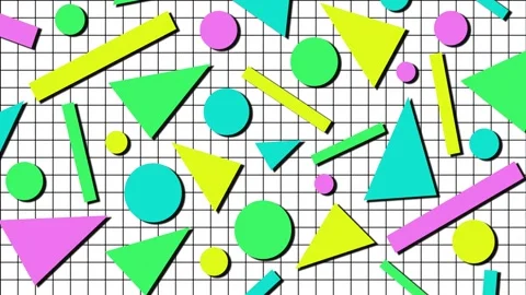 80s Memphis Design Retro Shapes on a Gri... | Stock Video | Pond5