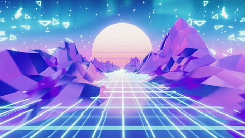 80s retro futuristic vaporware mountain ... | Stock Video | Pond5