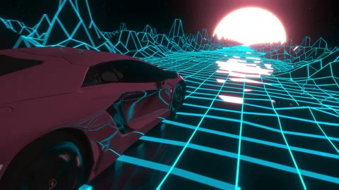 80s Retro Style CGI Animation. Red Sport... | Stock Video | Pond5