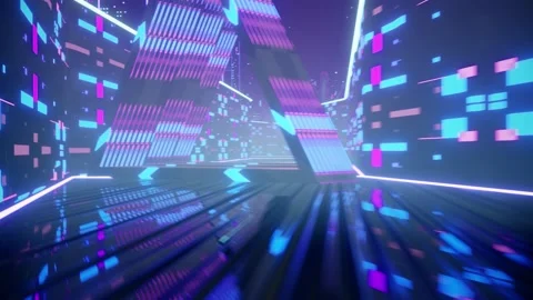 80s retro synthwave style 3d render anim... | Stock Video | Pond5