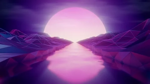80s retro synthwave style 3d render anim... | Stock Video | Pond5