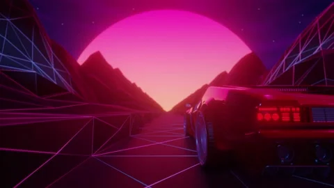 80s retro synthwave style 3d render anim... | Stock Video | Pond5