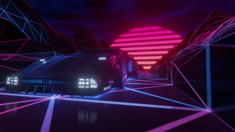80s retro synthwave style 3d render anim... | Stock Video | Pond5