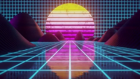 80s retro synthwave style 3d render anim... | Stock Video | Pond5