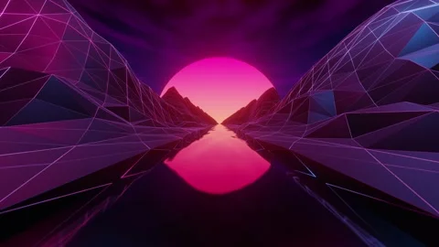 80s retro synthwave style 3d render anim... | Stock Video | Pond5