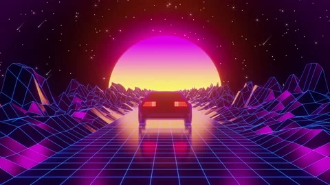 80s Road to Moon Stars Background | Stock Video | Pond5