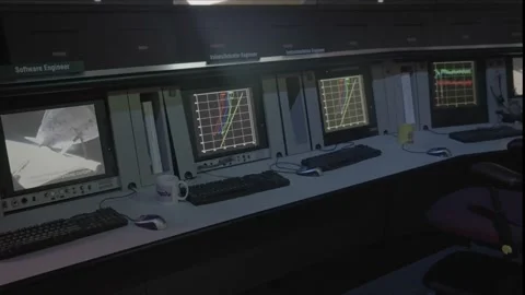 80s space shuttle control station ground... | Stock Video | Pond5