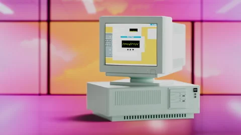 80s Style Old School Computer with UI CR... | Stock Video | Pond5