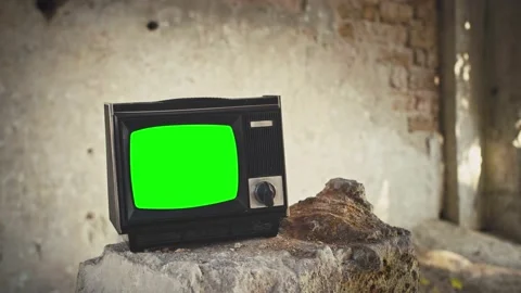 80S Television With Green Screen In A ru... | Stock Video | Pond5
